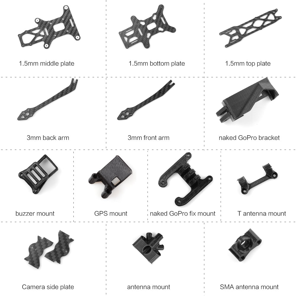 Rekon 4 LR Frame Kit 4 Inch Frame Kit Parts Naked GoPro / SMO 4K Mount ...